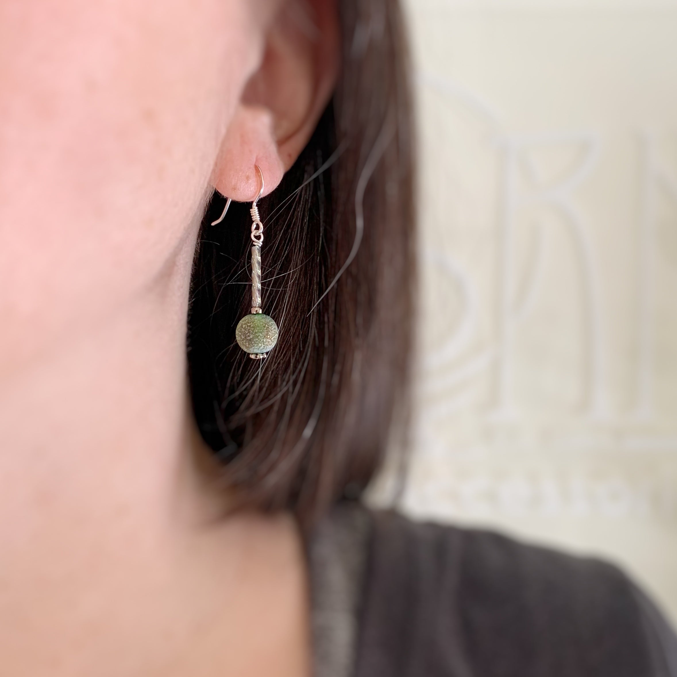 Iconic Pillars earrings in silver with green glass – Adorn Jewelry and ...